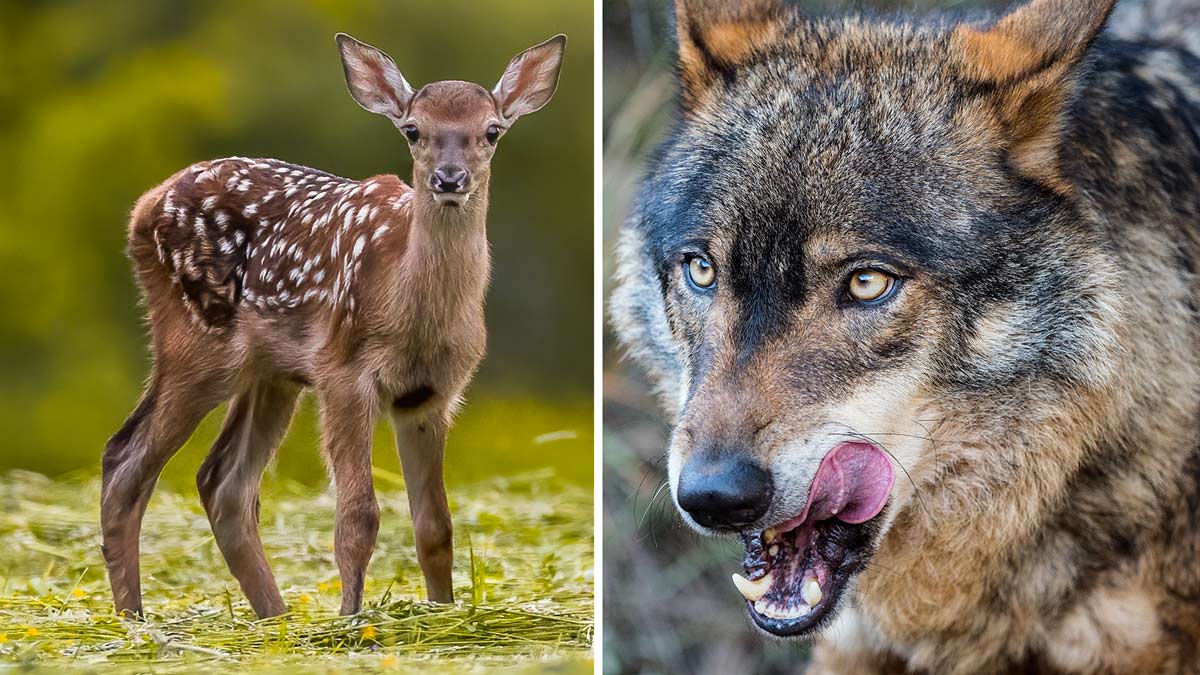 Graban a un lobo cazando un cervatillo en la Sierra de la Culebra